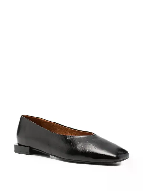 ANGEL ALARCON Ostrich-effect Leather Ballet Flats