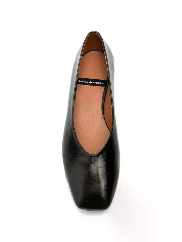 ANGEL ALARCON Ostrich-effect Leather Ballet Flats