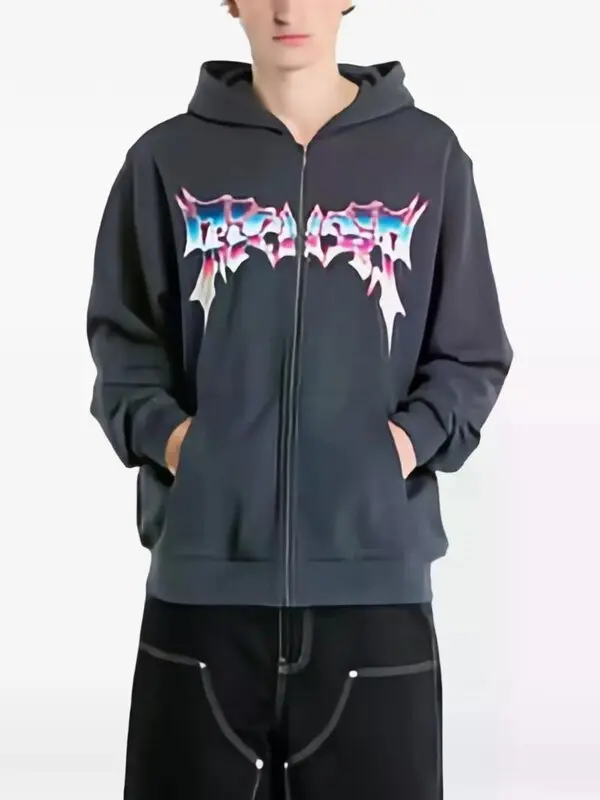 RIPNDIP Noid Graphic-print Zip-up Hoodie - Grey