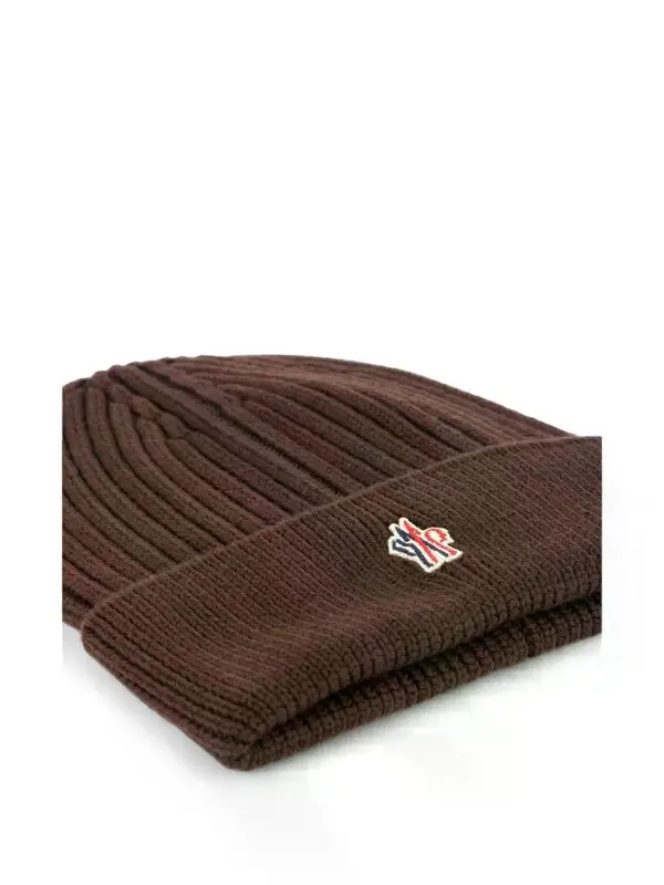 Moncler Logo-patch Ribbed-knit Beanie Hat