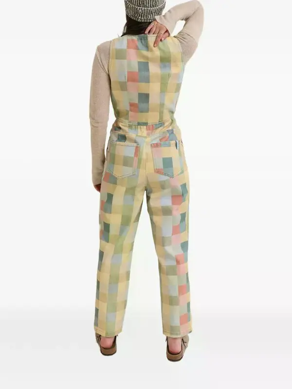 FAVORITE PEOPLE Roller Skates Check-pattern Button-up Jumpsuit