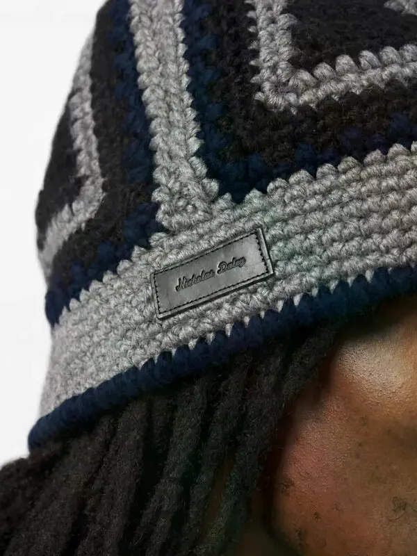 NICHOLAS DALEY Crochet Geometric-pattern Beanie Hat