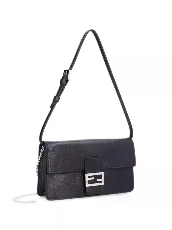 Fendi Tube Crinkled-leather Shoulder Bag - Black