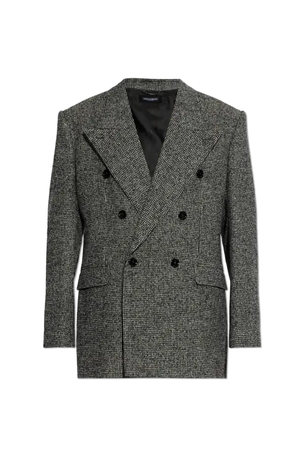 Dolce & Gabbana Gray Houndstooth Wool Blazer By