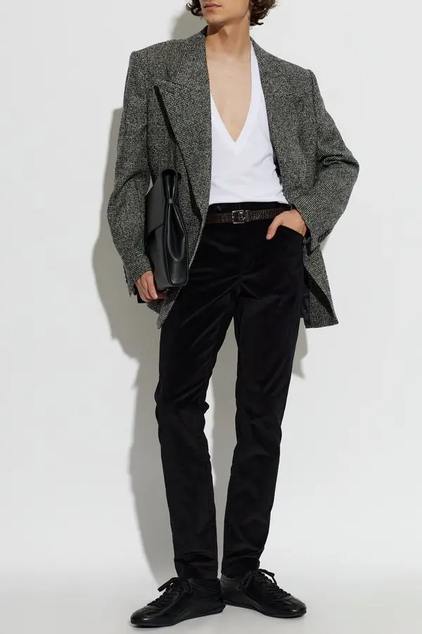 Dolce & Gabbana Gray Houndstooth Wool Blazer By