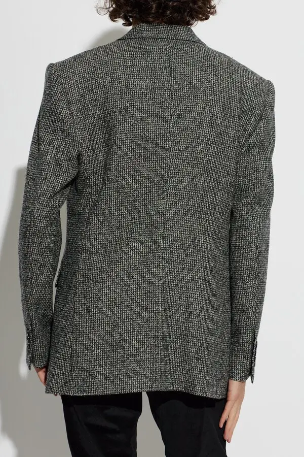 Dolce & Gabbana Gray Houndstooth Wool Blazer By