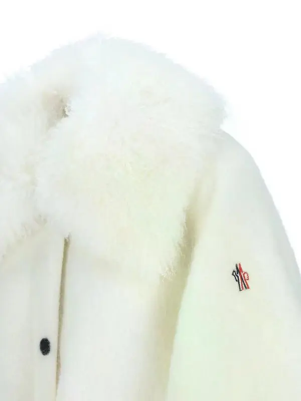 Moncler Shearling-collar Fringed Cape - Neutrals