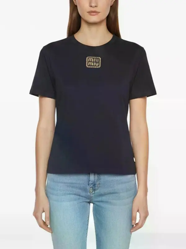 Miu Miu 2023 Logo-appliqué T-shirt