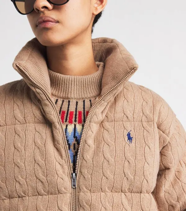 Polo Ralph Lauren Wool-cashmere Cable-knit Bomber Jacket