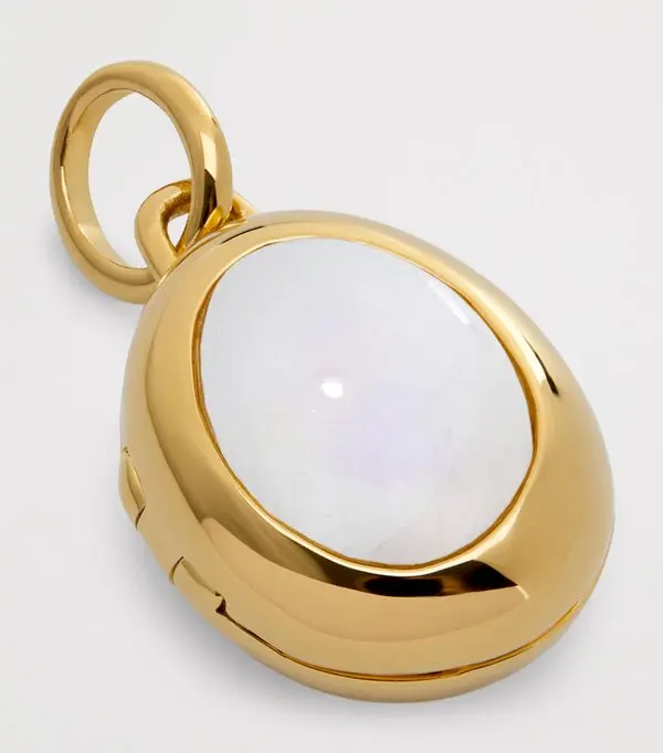 Monica Vinader Gold Vermeil And Moonstone June Birthstone Locket - White