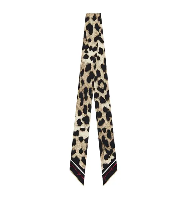 Givenchy Silk Leopard Print Scarf - Brown