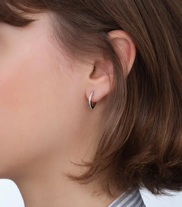 REPOSSI White Gold And Diamond Antifer Single Hoop Earring