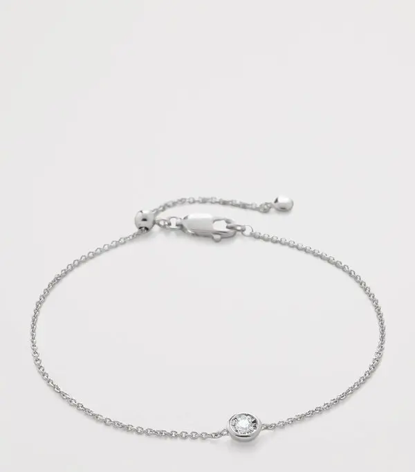 Monica Vinader Sterling And Diamond Solitaire Bracelet