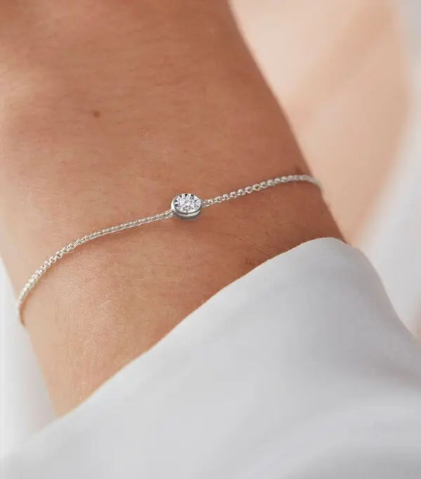 Monica Vinader Sterling And Diamond Solitaire Bracelet