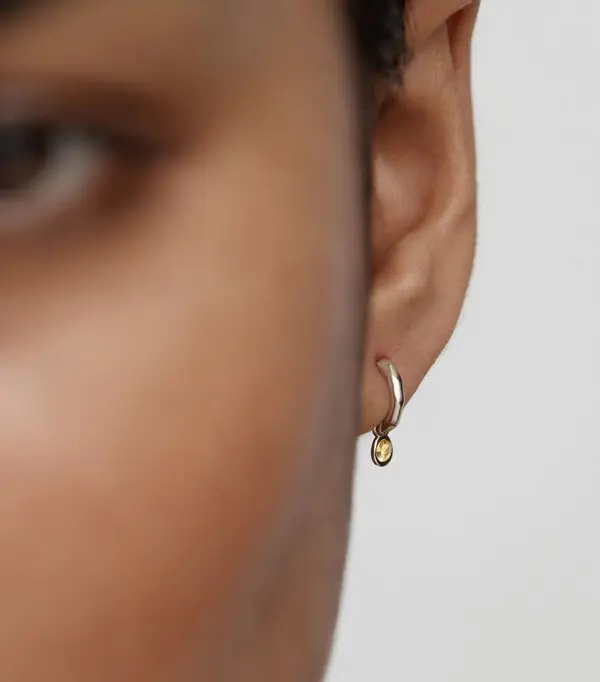 Monica Vinader Sterling Silver And Citrine November Birthstone Huggie Earrings