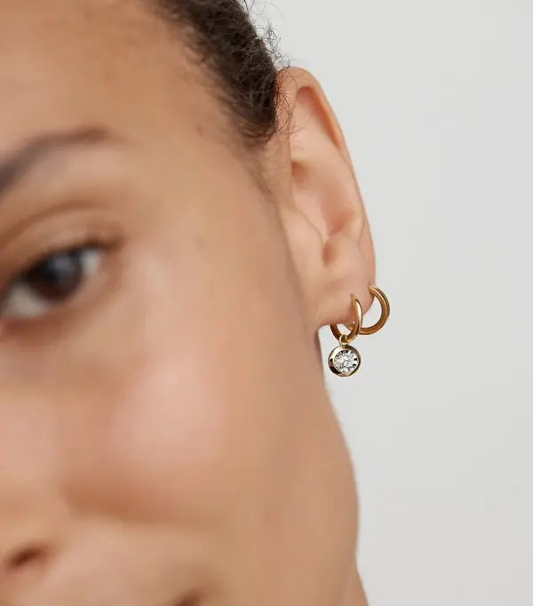 Monica Vinader Vermeil And Diamond Huggie Earrings