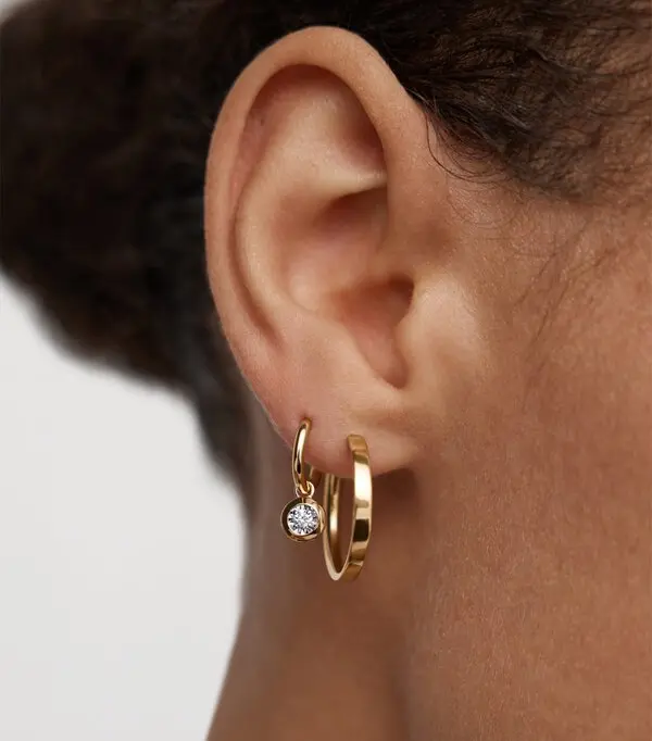 Monica Vinader Vermeil And Diamond Huggie Earrings