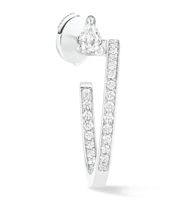 REPOSSI White Gold And Diamond Serti Sur Vide Hoop Earring