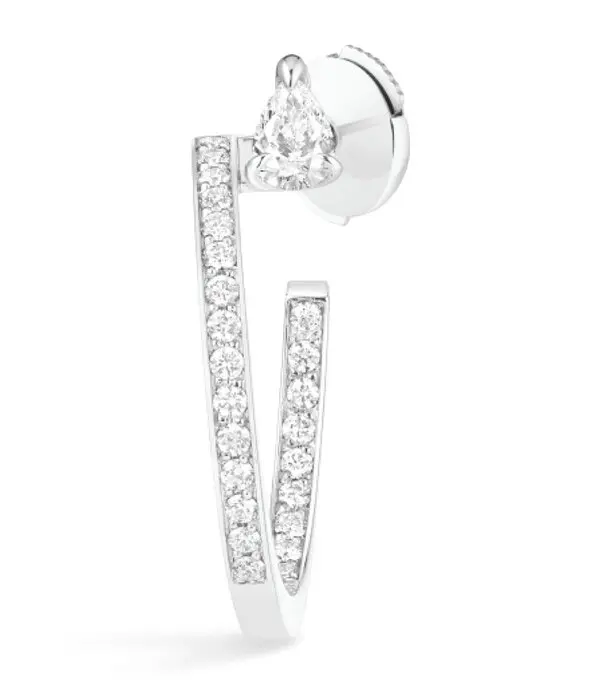 REPOSSI White Gold And Diamond Serti Sur Vide Single Hoop Earring