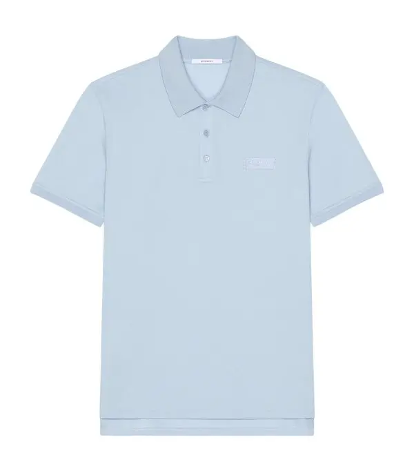 Givenchy Cotton Grosgrain Logo Polo Shirt - Blue