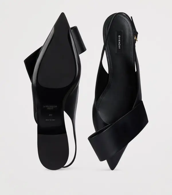 Givenchy Leather Twisted Ribbon Slingback Ballet Flats