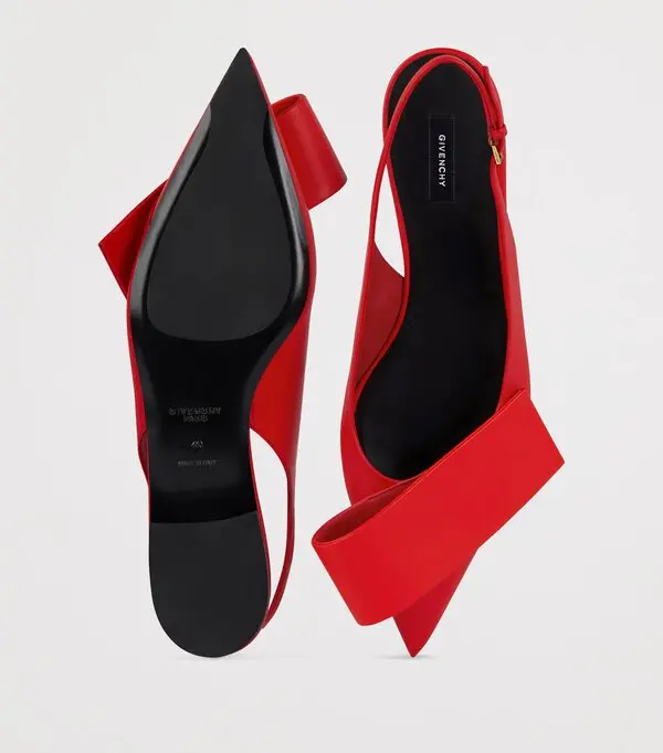 Givenchy Leather Twisted Ribbon Slingback Ballet Flats