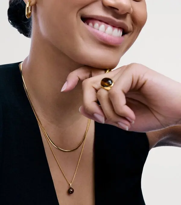 Monica Vinader X Kate Young Gold Vermeil And Tiger’s Eye Ring