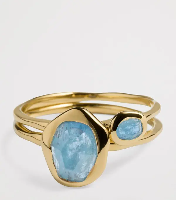 Monica Vinader Gold Vermeil And Aquamarine Odyssey Ring