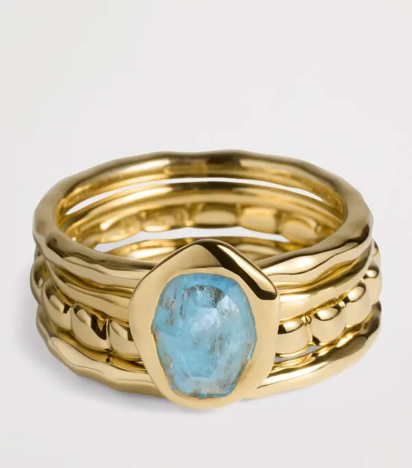 Monica Vinader Gold Vermeil And Aquamarine Odyssey Ring