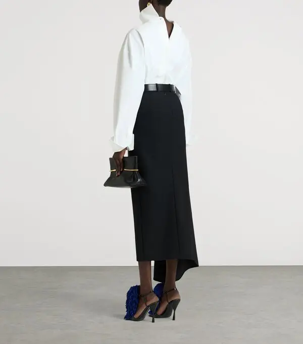 Givenchy Wool Slashed Midi Skirt