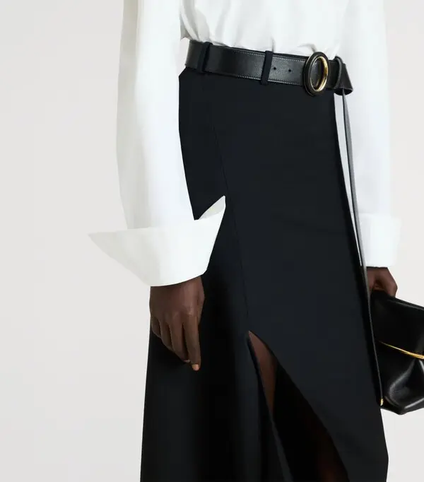 Givenchy Wool Slashed Midi Skirt