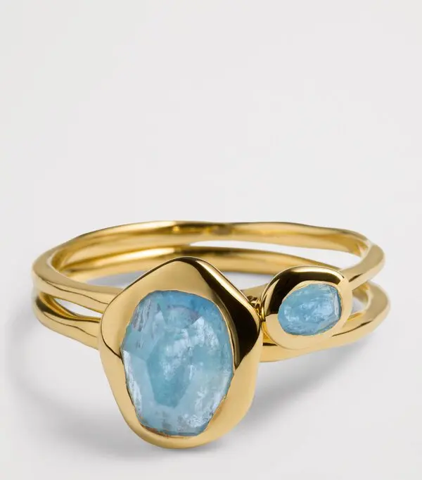 Monica Vinader Gold Vermeil And Aquamarine Odyssey Stacking Ring