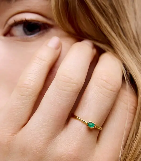 Monica Vinader Gold Vermeil And Onyx Odyssey Stacking Ring