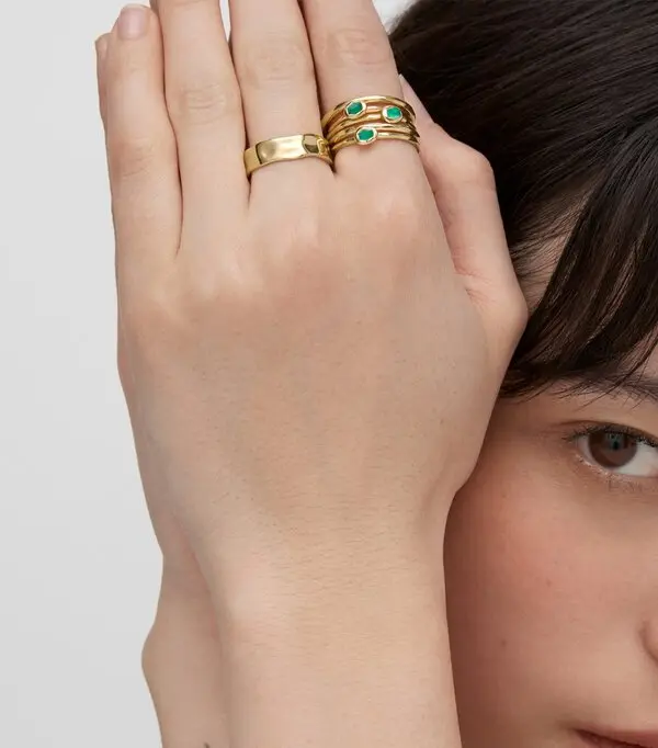 Monica Vinader Gold Vermeil And Onyx Odyssey Stacking Ring