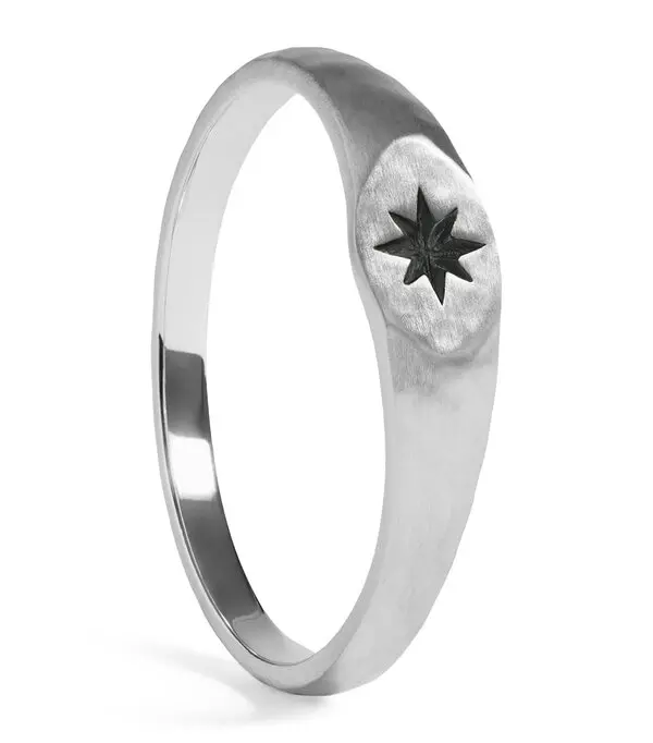 Monica Vinader Sterling Guiding Star Signet Ring - Silver