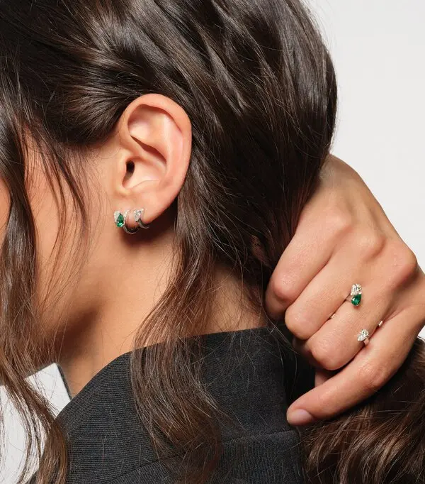 REPOSSI White Gold, Diamond And Emerald Toi Et Moi Ring
