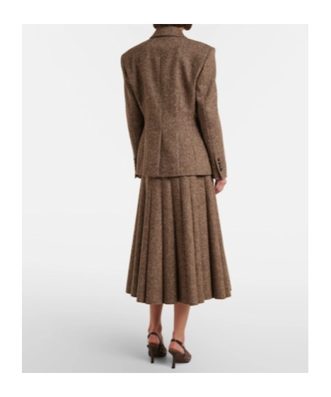 Brunello Cucinelli Pleated Wool-blend Tweed Midi Skirt