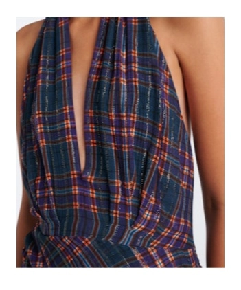 Dries Van Noten Plaid Lamé Halterneck Top
