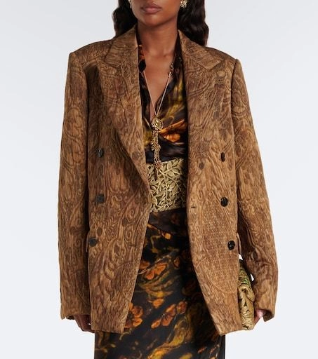 Dries Van Noten Draped Floral Silk Satin Wrap Top