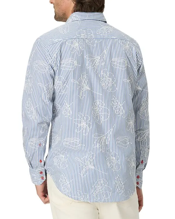 Robert Graham Darien Long Sleeve Cotton Stretch Shirt - True Blue