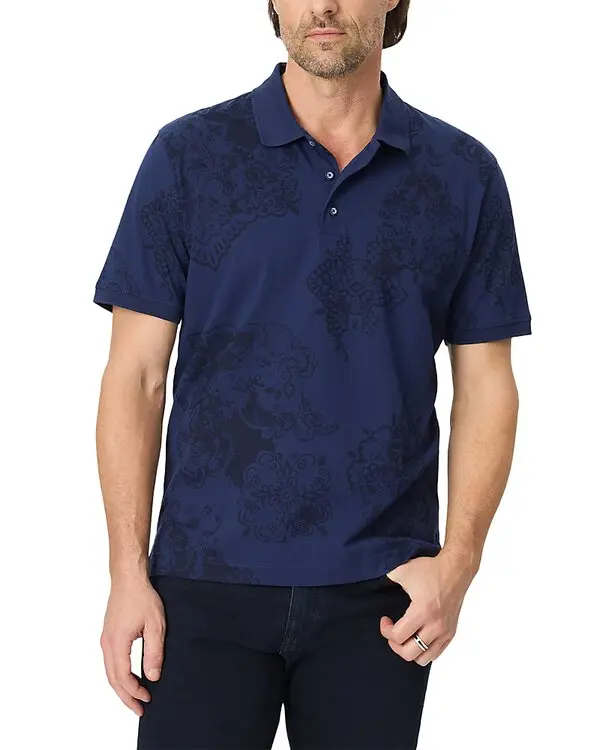 Robert Graham Linford Short Sleeve Knit Cotton Polo Shirt - Navy