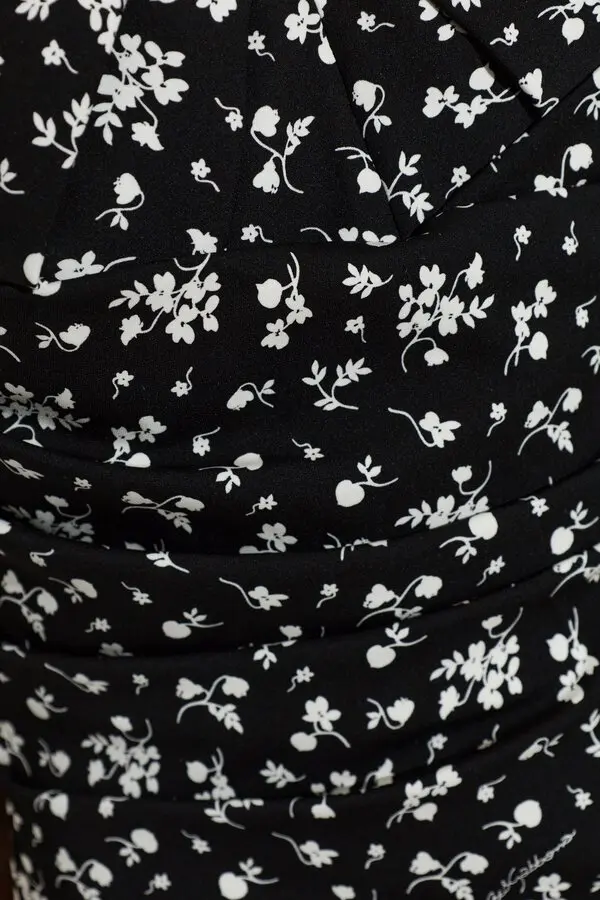 Dolce & Gabbana Silk Midi Floral Strapless Dress