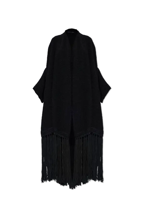 Dolce & Gabbana Wool Cardigan With Fringes - Black