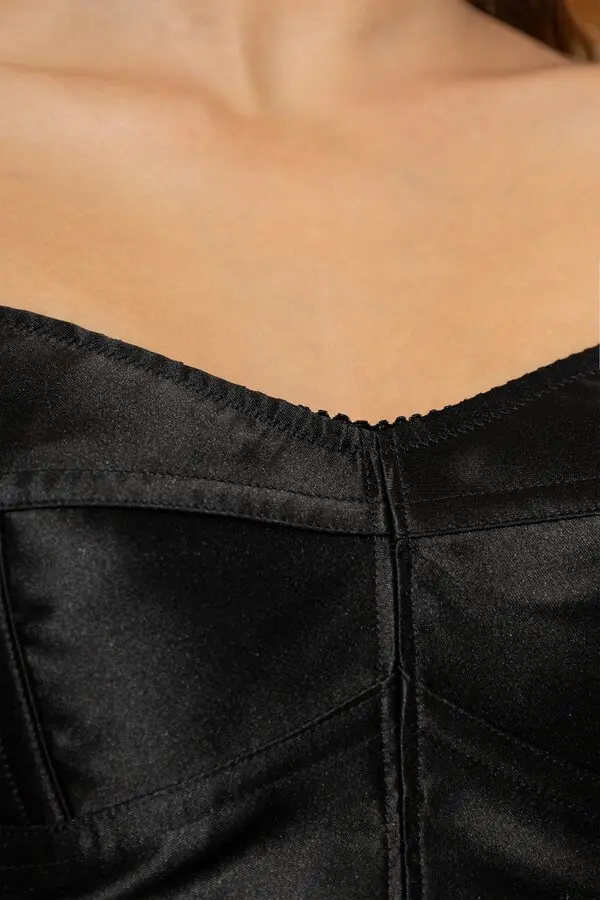 Dolce & Gabbana Satin Corset-inspired Long Sleeve Crop Top