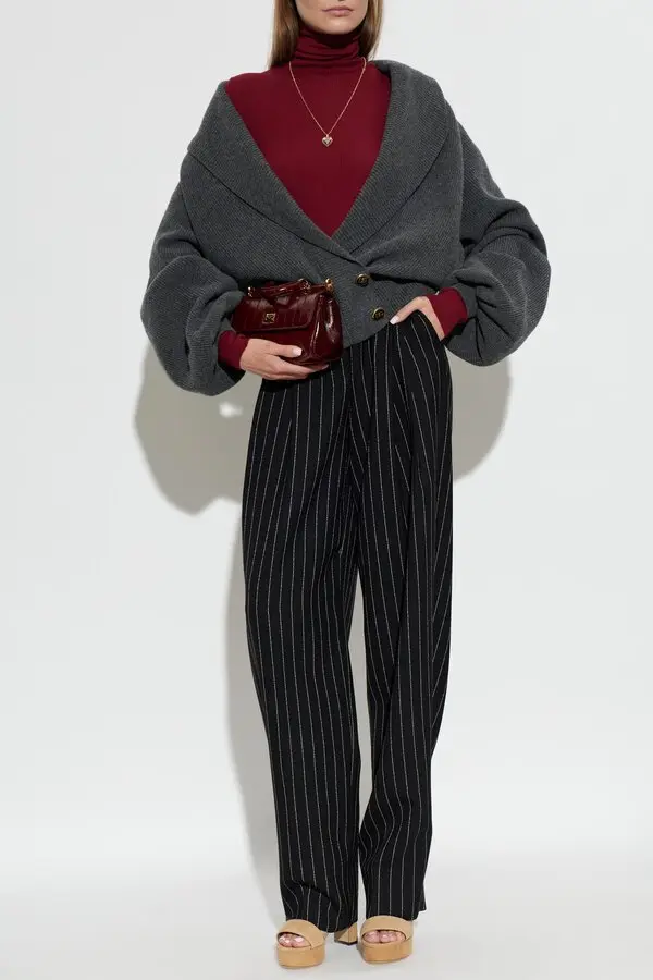 Dolce & Gabbana Wool Pinstripe Wide-leg Trousers - Black