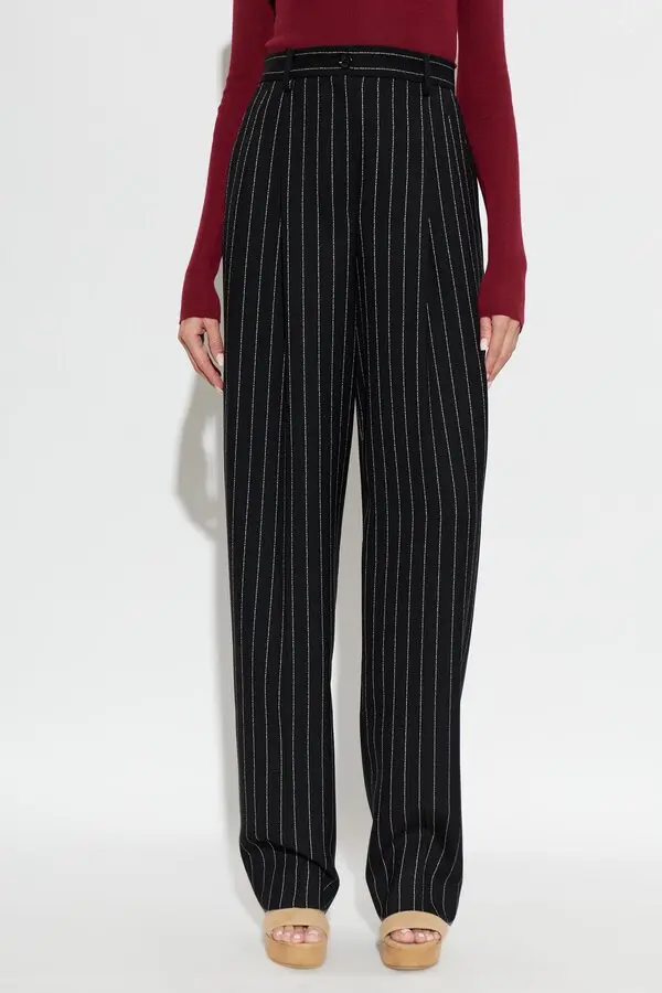 Dolce & Gabbana Wool Pinstripe Wide-leg Trousers - Black