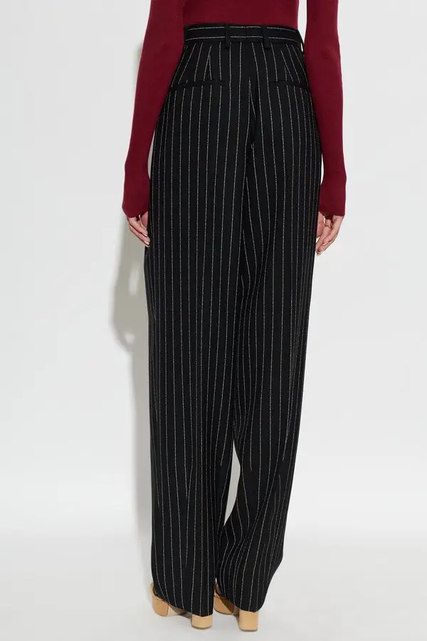 Dolce & Gabbana Wool Pinstripe Wide-leg Trousers - Black