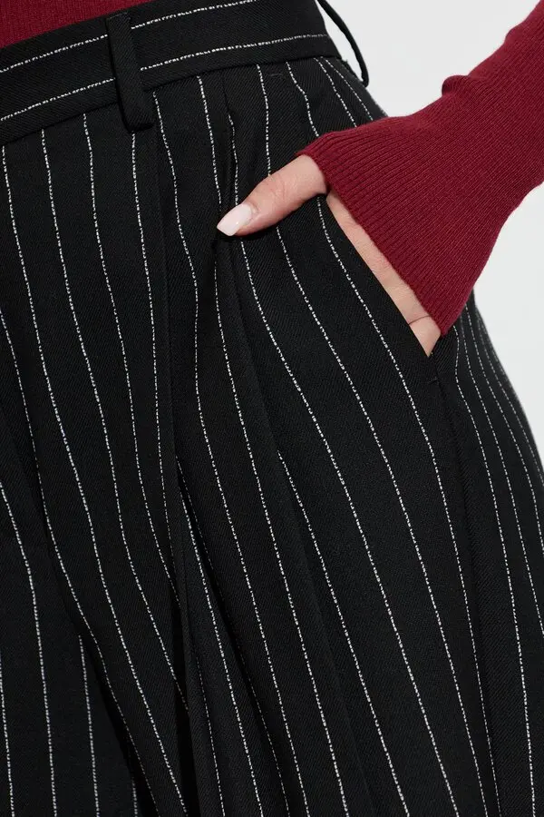 Dolce & Gabbana Wool Pinstripe Wide-leg Trousers - Black