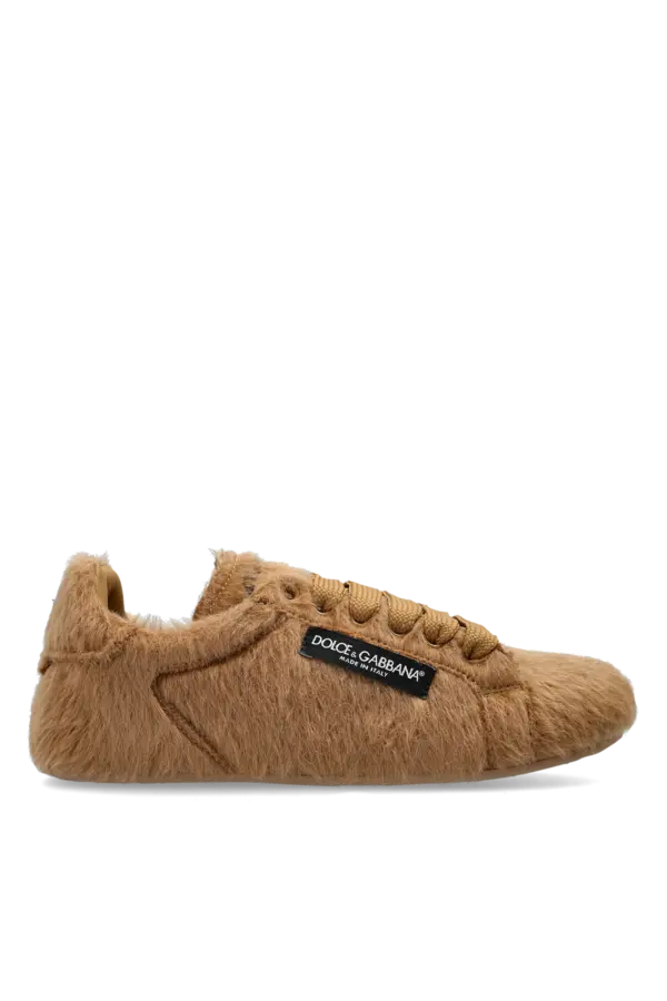 Dolce & Gabbana Fur-trimmed Low Top Sneakers - Brown