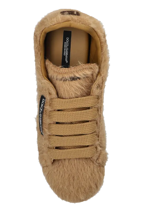 Dolce & Gabbana Fur-trimmed Low Top Sneakers